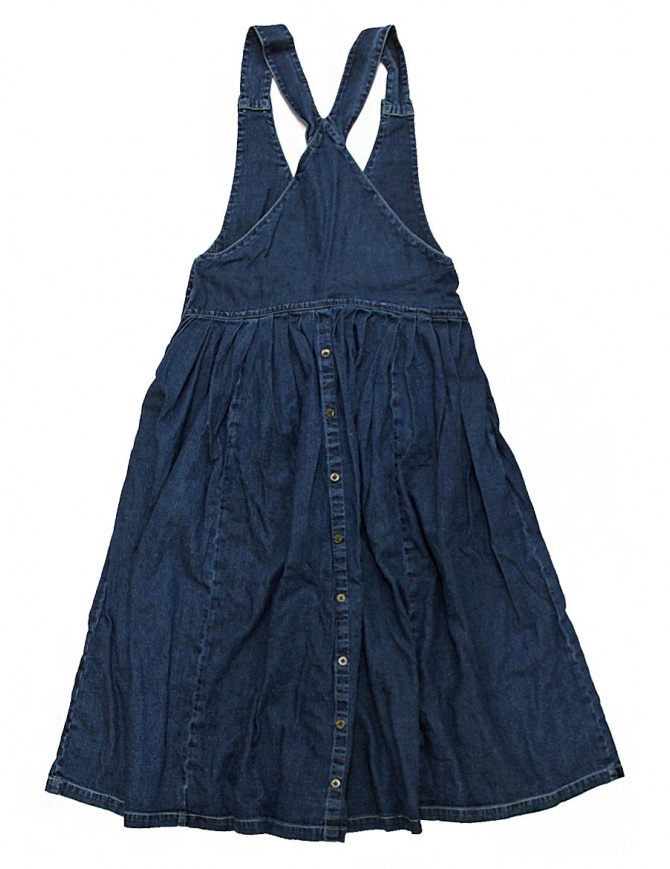 Kapital Denim Overalls Dress with Flared Skirt