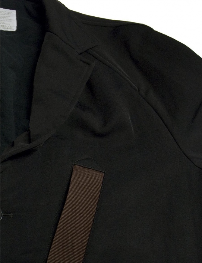 Kolor Black Wool Blend Coat with Brown Pocket
