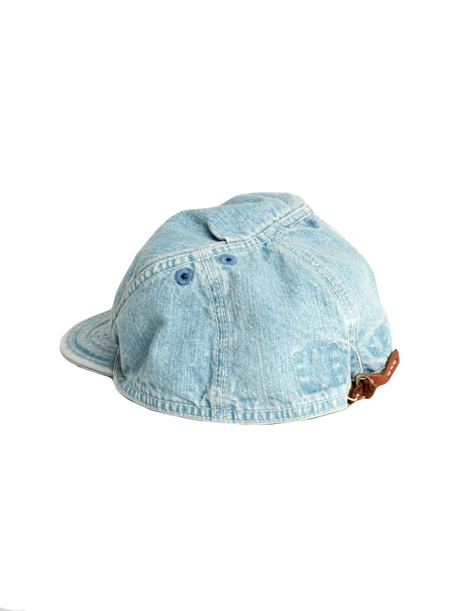 Kapital Cap Duffle in Light Blue Jeans with Leather Back Strap
