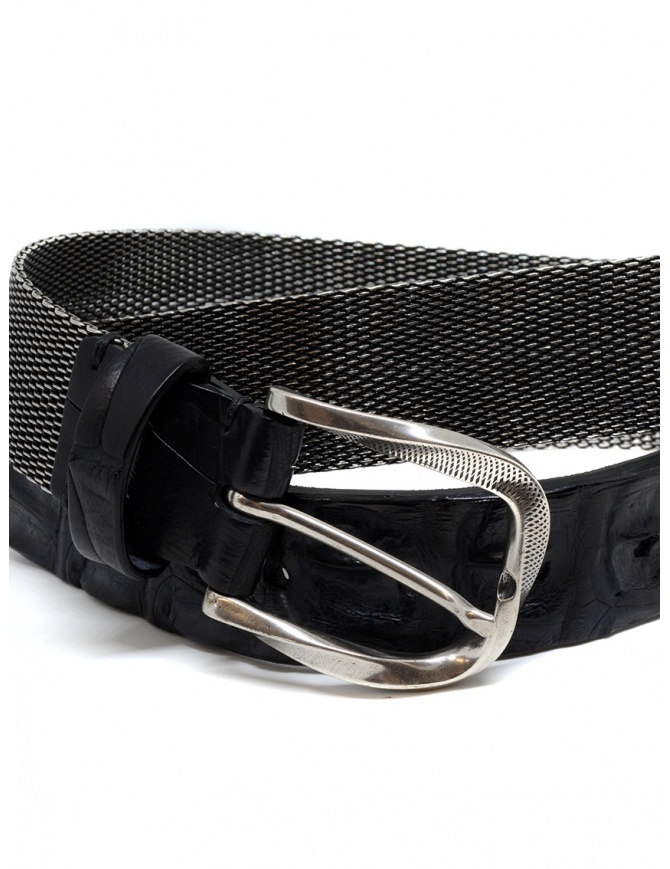 Post&Co TC366 belt in metal and black crocodile leather