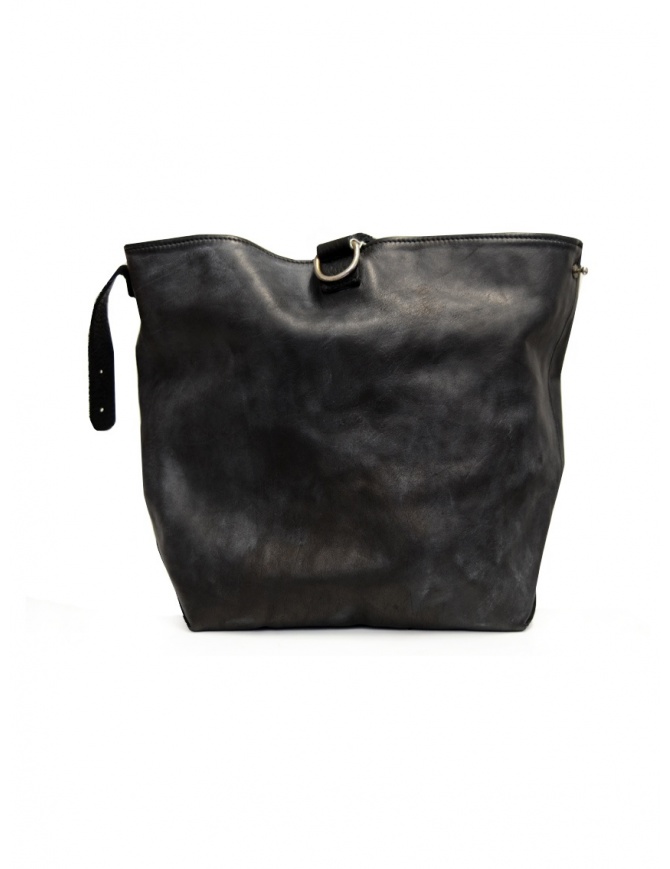 Guidi WK07 black tote bag in full grain horse leather