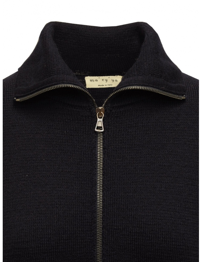 Ma'ry'ya women's cardigan in navy wool with opening zip