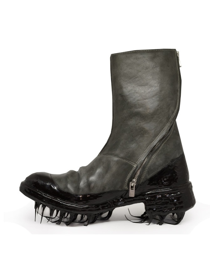 Carol Christian Poell stivali grigi con zip diagonale suola colata nera