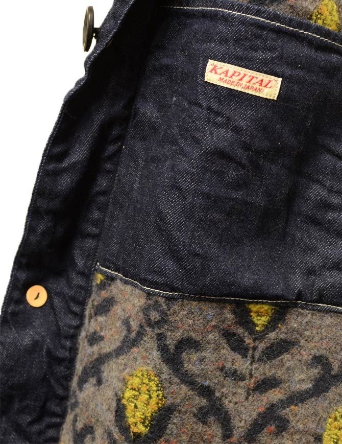 Kapital women's wool lined dark denim jacket
