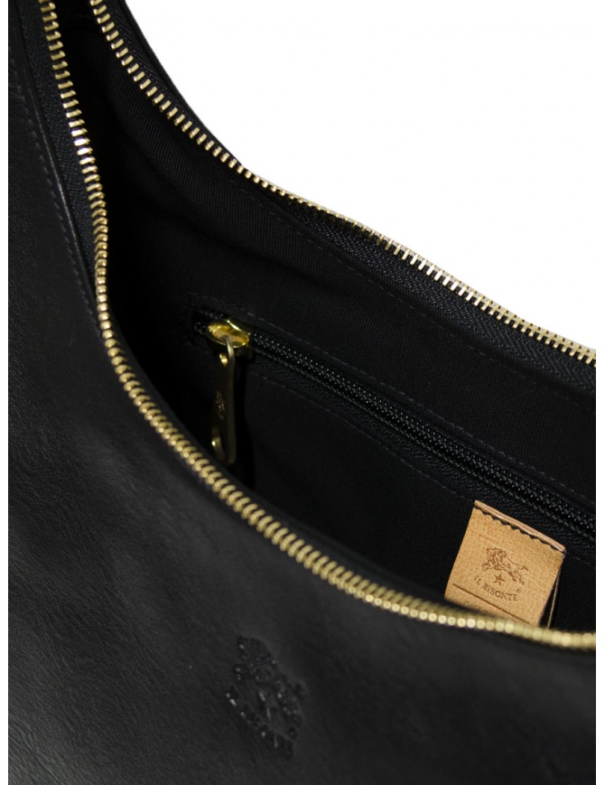Il Bisonte shoulder bag in black leather with crescent moon shape