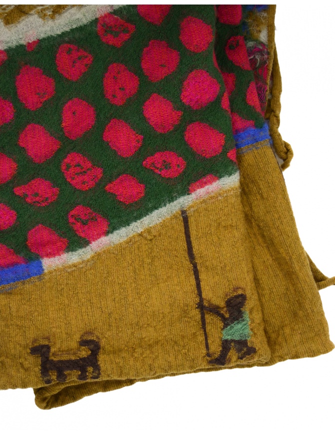 Kapital Dragon Dance scarf with a green and fuchsia dragon