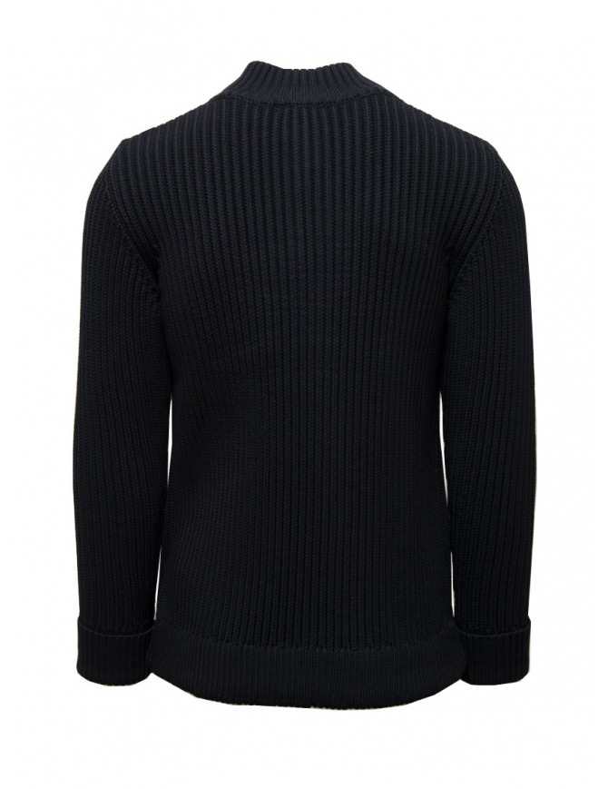 S.N.S. Herning blue ribbed wool cardigan with zip for man