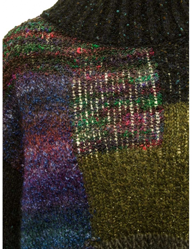 Fuga Fuga patchwork sweater in blue green grey purple wool for woman