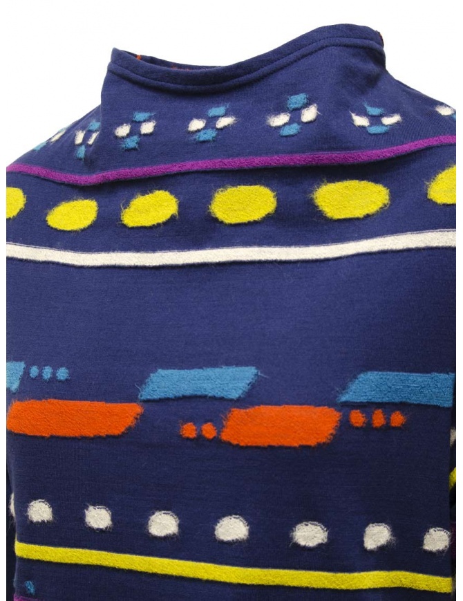 M.&Kyoko maglia fantasia in cotone e lana blu da donna
